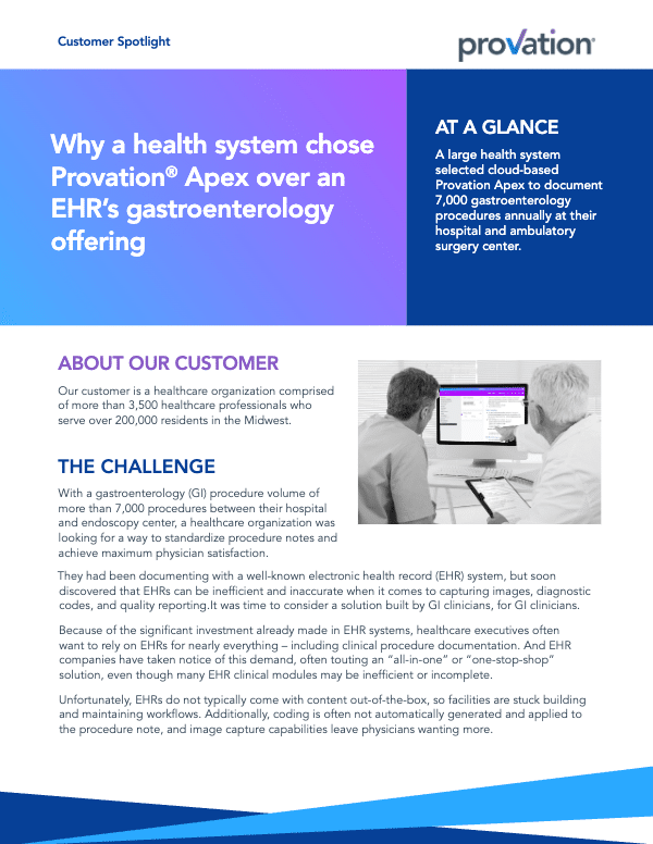 Provation Apex vs. EHR Health System Customer Story | Provation